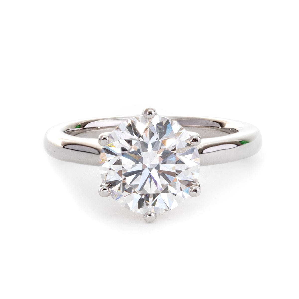 14K White Gold Round Diamond Floral Prongs Solitaire Engagement Ring ...