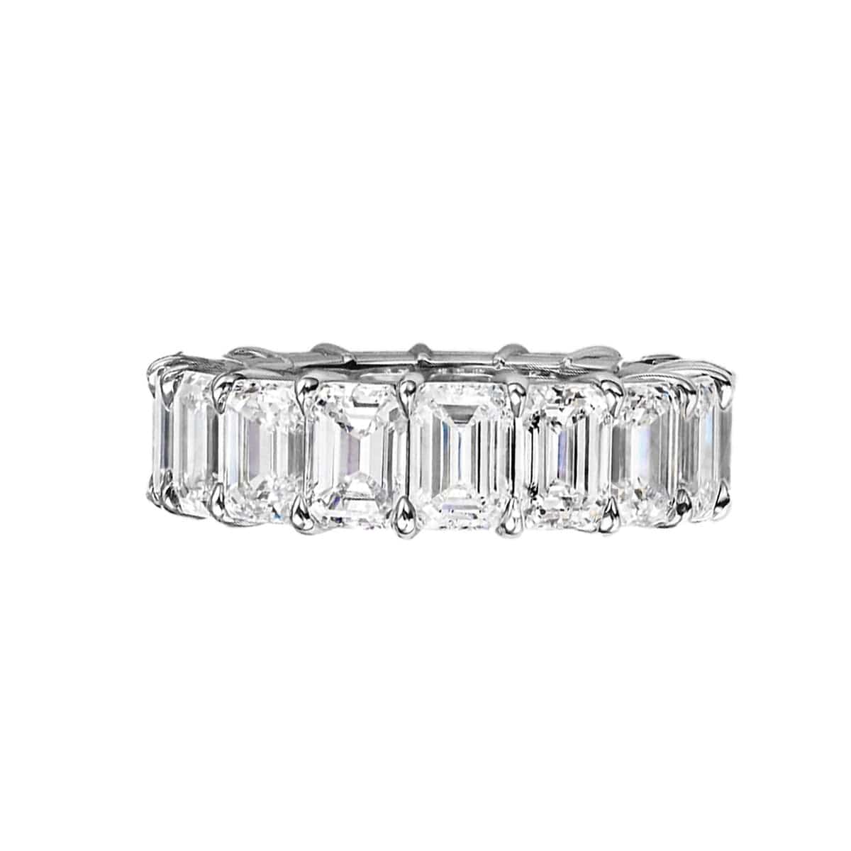 18K White Gold Womens Emerald Diamond Eternity Ring – MMR