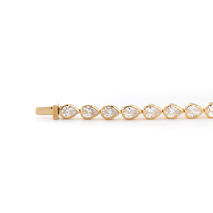 18K Yellow Gold Pear Shape Lab Diamond Bezel Tennis Bracelet - MMR