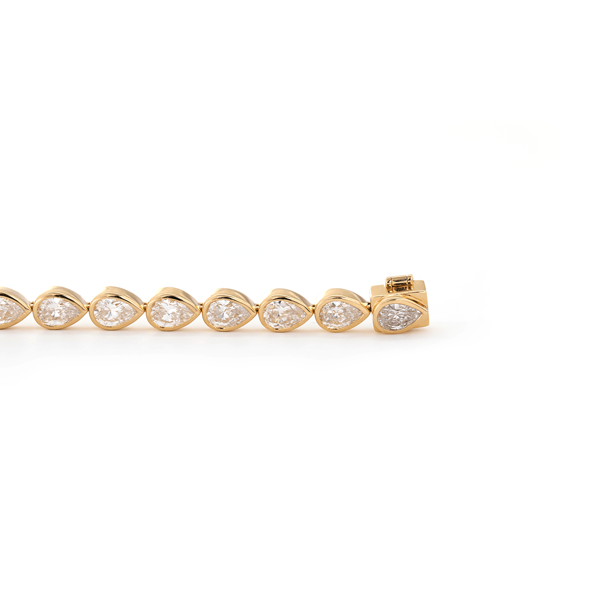 18K Yellow Gold Pear Shape Lab Diamond Bezel Tennis Bracelet - MMR