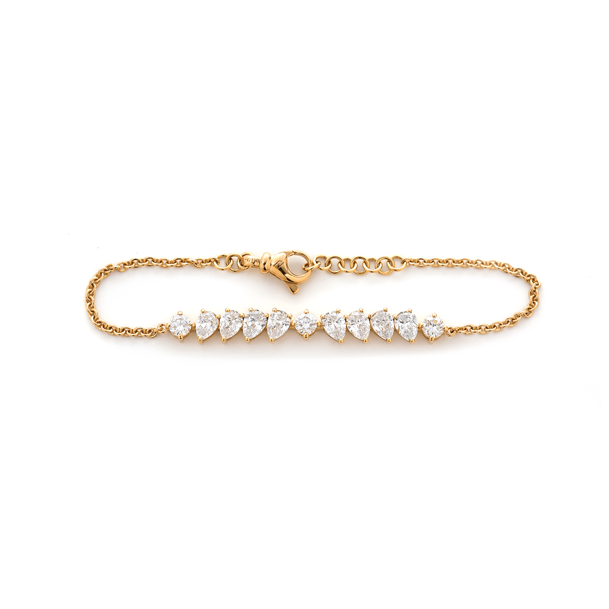 Round and Pear-Shaped Lab Diamond Chain Bracelet in Prong Basket Setti ...