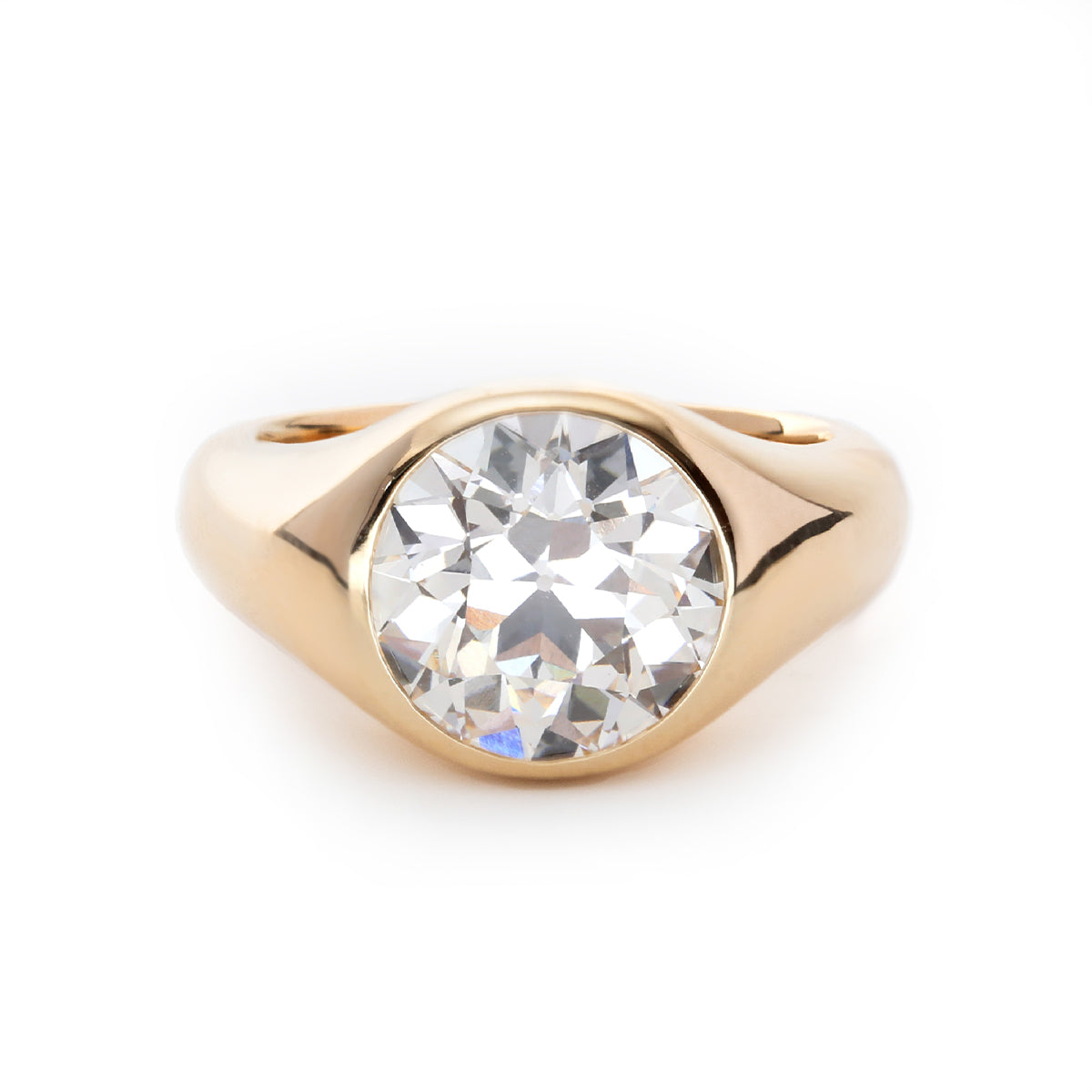 14K Yellow Gold 3.51 Carat OEC Diamond Bezel Engagement Ring – MMR